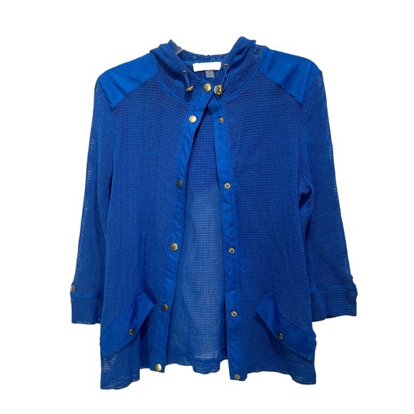 Onque Casuals | Jackets & Coats | Onque Casuals Blue Mesh Button Up ...